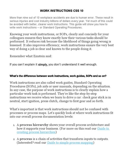 1 Work Instructions Css 10 Pdf Analytics Software