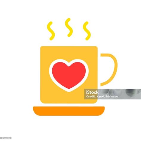 하트 라인 아이콘이 있는 차 한잔 관계 사랑 데이트 발렌타인 데이 연결 결혼 가족 감정 사업과 광고를 위한 흰색 배경에 벡터 컬러 아이콘 가족에 대한 스톡 벡터 아트 및