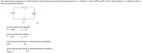 solved the values of the components in a simple series rc