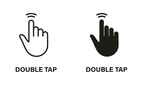 Double Tap Gesture Hand Cursor Of Computer Mouse Line And Silhouette