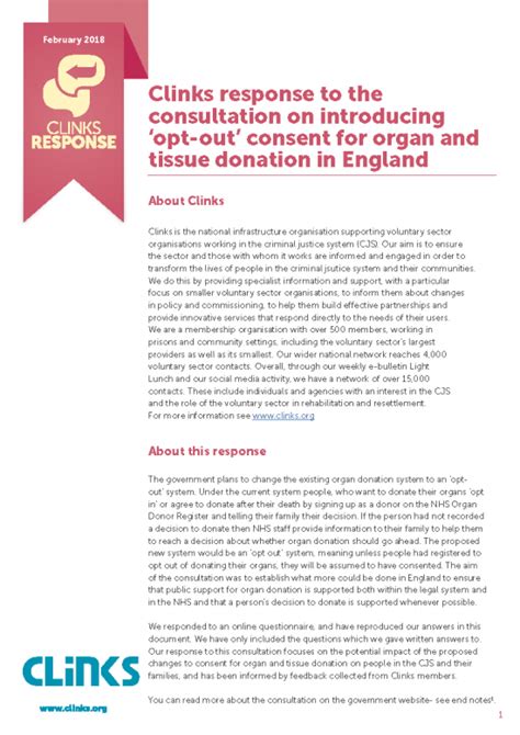 Introducing ‘opt Out Consent For Organ And Tissue Donation In England Clinks