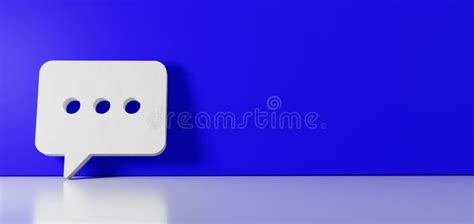 3d Rendering Of White Symbol Of Rounded Chat Bubble Icon Leaning On