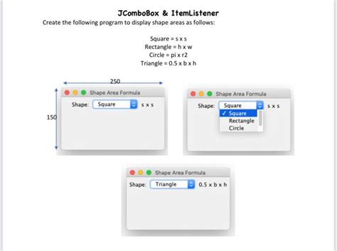 Solved JComboBox ItemListener Create The Following Program Chegg