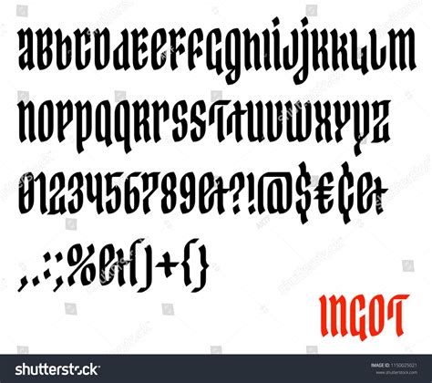 Gothic Script Vector Font Blackletter Typeface Stock Vector Royalty