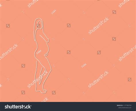 Pregnant Woman Naked Isolated Line Drawing Stock Vector Royalty Free Shutterstock