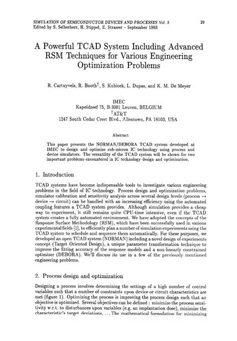 Pdf Simulation Of Semiconductor Devices And Processes A Powerful Tcad System Including