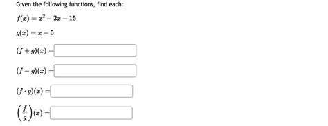 solved given the following functions find