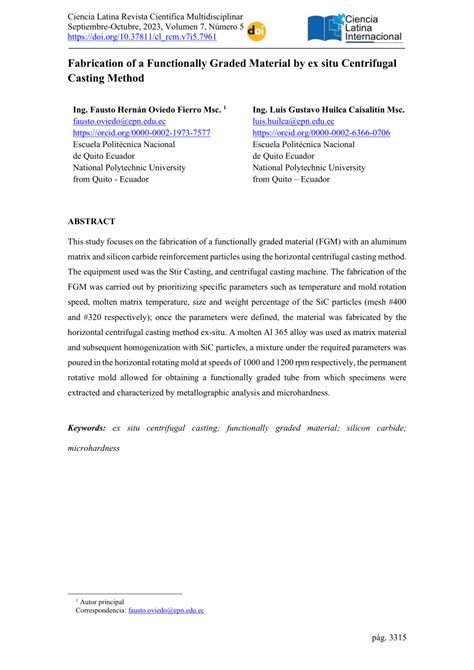 Pdf Fabrication Of A Functionally Graded Material By Ex Situ
