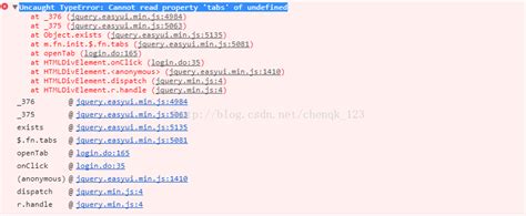Uncaught Typeerror Cannot Read Property Tabs Or Of Undefined