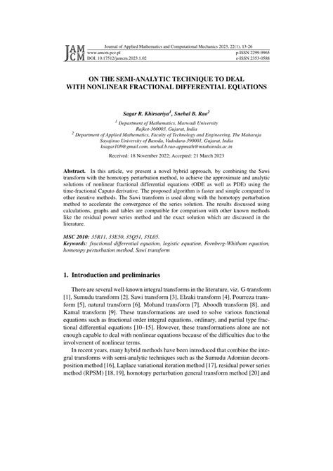 pdf on the semi analytic technique to deal with nonlinear fractional
