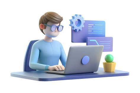 3d Icon Of Programmer Coding On Laptop In Tech Office Camera Pans Across Code On Screen Modern