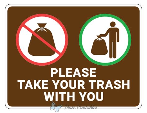 Printable Please Take Your Trash With You Campground Sign