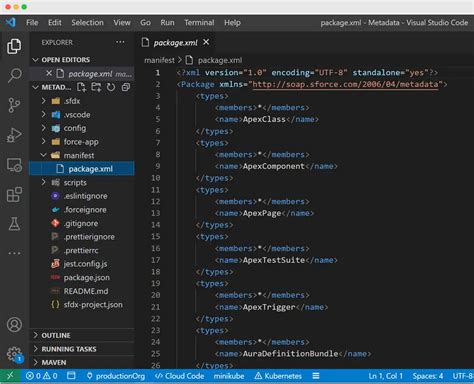 how to export current metadata from a salesforce org