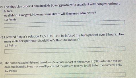 Solved 2 The Physician Orders Lanoxin Elixir 80 Mcg Po