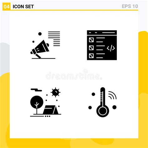 Stock Vector Icon Pack Of Line Signs And Symbols For Advertising List Speaker Coding Camping