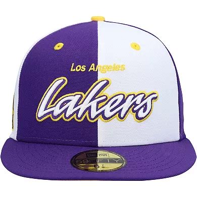 Mens New Era Purplewhite Los Angeles Lakers Script Pinwheel 59fifty