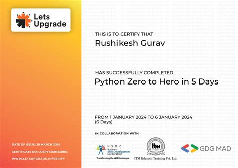 rushikesh gurav on linkedin pythonprogramming certification