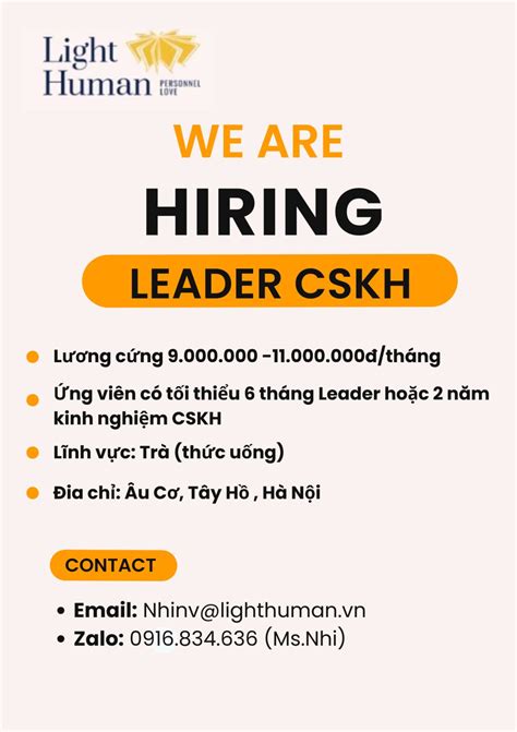 opentowork sharejob sharecv leader customer cskh hn nguyễn vân nhi
