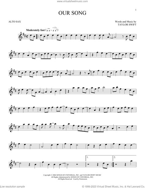 Alto Saxophone Sheet Music Popular Songs