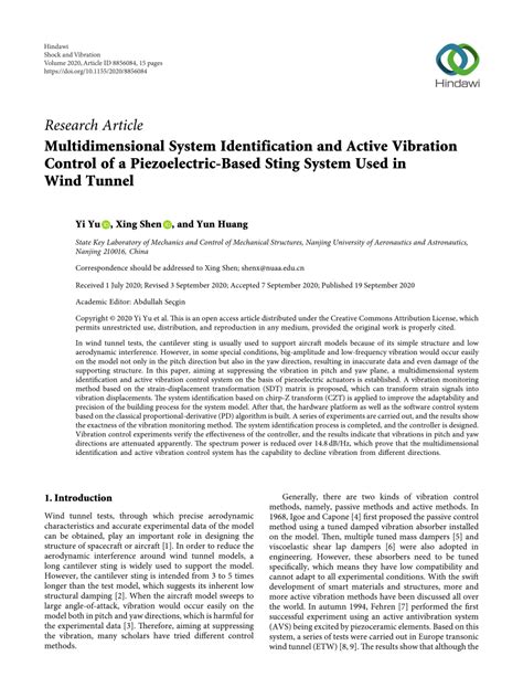 Pdf Multidimensional System Identification And Active Vibration Control Of A Piezoelectric