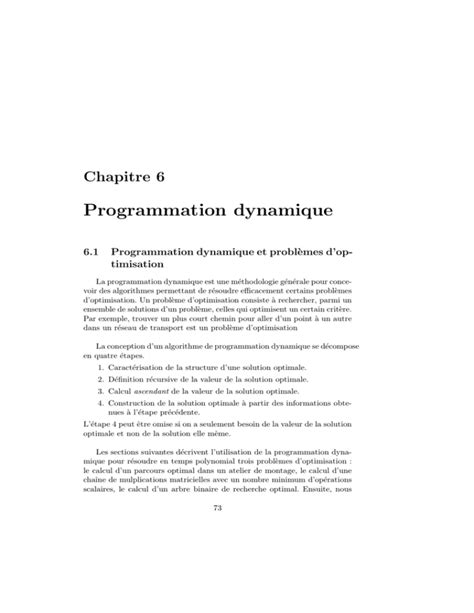 Chapitre 6 Programmation Dynamique