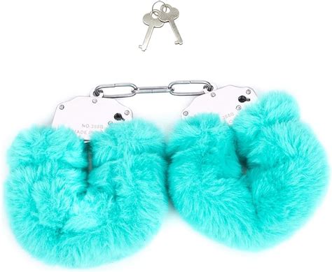 Bluebay Leather Fluffy Handcuffs With Keys Fuzzy Metal