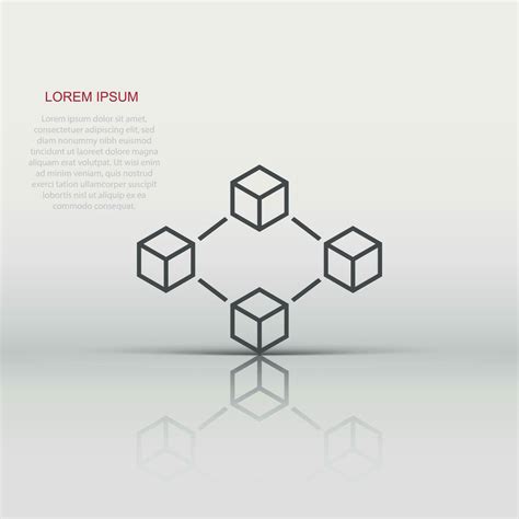 Blockchain Technology Vector Icon In Flat Style Cryptography Cube Block Illustration