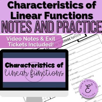 Characteristics Of Linear Functions Notes And Practice TPT