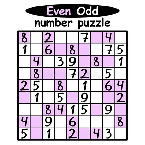 Even Odd Sudoku Printable Activity Page Vector Illustration Stock Vector Illustration Of White