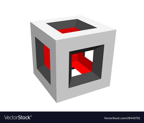 Abstract Cube Wireframe Isolated On White Vector Image