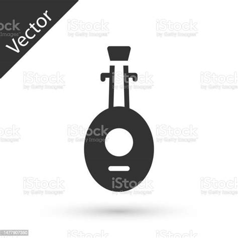 흰색 배경에 고립 된 회색 악기 루테 아이콘 아랍어 동양 그리스 악기 벡터 고전 양식에 대한 스톡 벡터 아트 및 기타 이미지 고전 양식 고풍스런 골동품 Istock