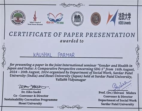 Kaushal Parmar On Linkedin Presented Research Paper In Joint International Seminar Of Gender And