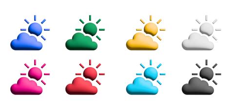 Free Cloud And Sun 3d Icon Set Colorful Symbols Graphic Elements