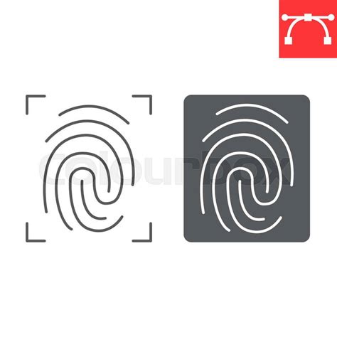 Fingerprint Scanner Line And Glyph Icon Security And Identi Colourbox