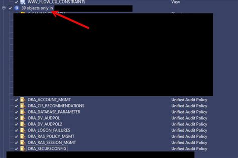 Database Compare Showing Diff In Unified Audit Policies Toad For Oracle And Devops Toolkit