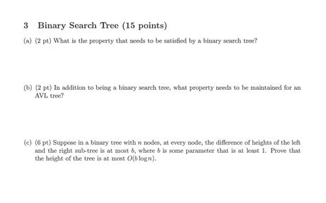 Solved 3 Binary Search Tree 15 Points A 2 Pt What Is