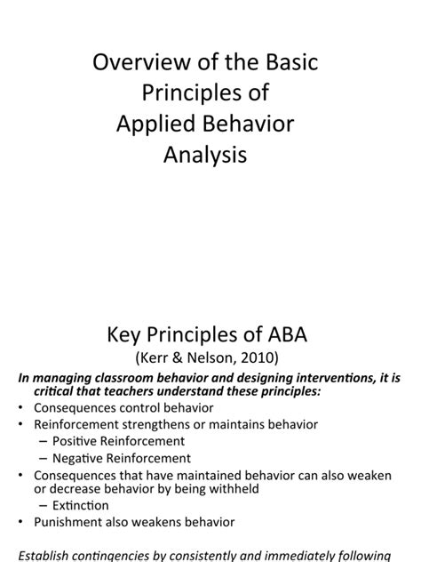 Rbt Aba Key Principles Pdf Reinforcement Psychological Schools