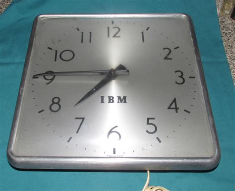 Vintage Ibm Clock Square Dome Glass Face Electric Works Great School Home Office 1796213729