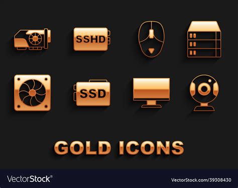 Set Ssd Card Server Data Web Hosting Camera Vector Image