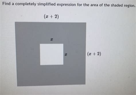 Solved Find A Completely Simplified Expression For The Area Of The Shaded Region Math