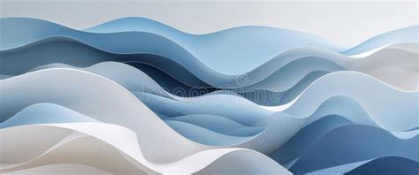 Abstract Depiction Of Flowing Blue And White Layered Surfaces Stock
