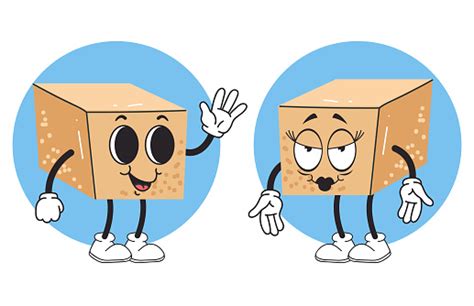 귀여운 각설탕 사각형 만화 캐릭터 개념입니다 벡터 평면 그래픽 디자인 일러스트 갈색에 대한 스톡 벡터 아트 및 기타 이미지 갈색 개념 건강한 식생활 Istock