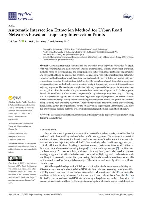 Pdf Automatic Intersection Extraction Method For Urban Road Networks