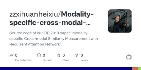 Github Zzxihuanheixiumodality Specific Cross Modal Similarity