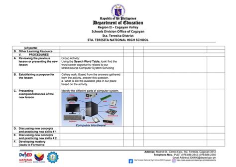 Computer System Servicing Lesson Plan For First Quarter Docx