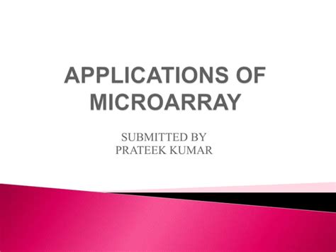 Applications Of Microarray Pptx Biological Sciences Science