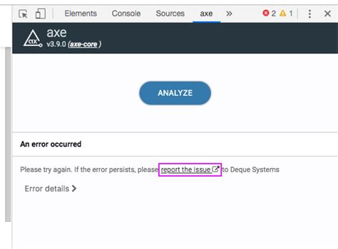 It Says An Error Occured Issue Dequelabs Axe Core GitHub