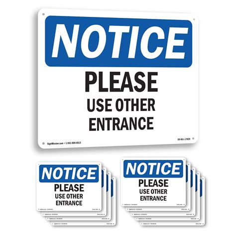 Please Use Other Entrance Osha Notice Aluminum Sign 24 Inch X 18 Inch