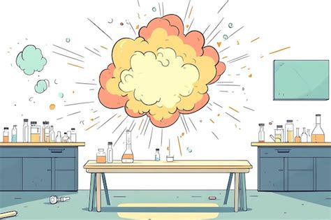 Cartoon Illustration Of A Chemistry Lab Explosion Premium Ai