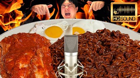 실비 김치 먹방🔥 With 짜파게티 더블랙 In 녹음실ㅣ먹방 해설ㅣ하이퍼 리얼사운드ㅣ매운 먹방 Youtube